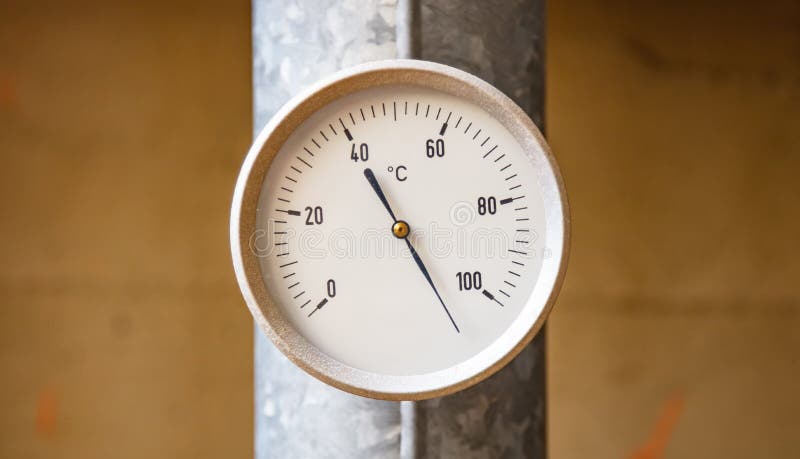 Temperature Gauge, Celsius Scale, Old, Dial, Blur Industrial Background ...