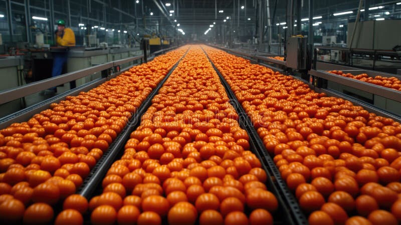 Industrial Tomato Sorting Line in Food Processing Plant Stock Image ...