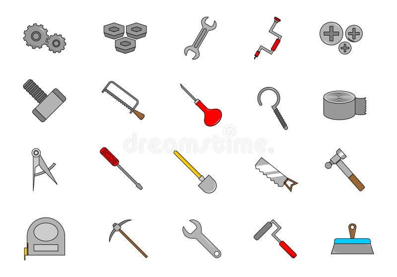 Industrial Tools Icon Element Set Stock Illustration - Illustration of ...