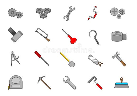 Industrial Tools Icon Element Set Stock Illustration - Illustration of ...