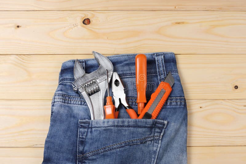 Industrial Tools on Light Wooden Background with Copy Space. Top View ...