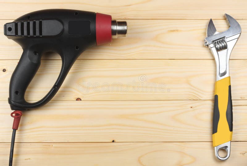 Industrial Tools on Light Wooden Background with Copy Space. Top View ...