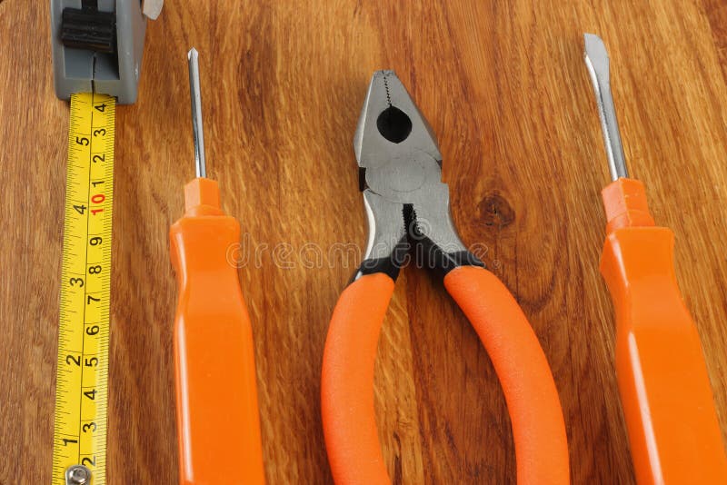 Industrial Tools on Light Wooden Background with Copy Space. Top View ...
