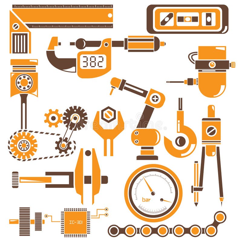 Industrial tools set stock illustration. Illustration of function ...