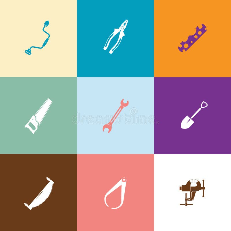 Industrial tools set. stock illustration. Illustration of graphic ...
