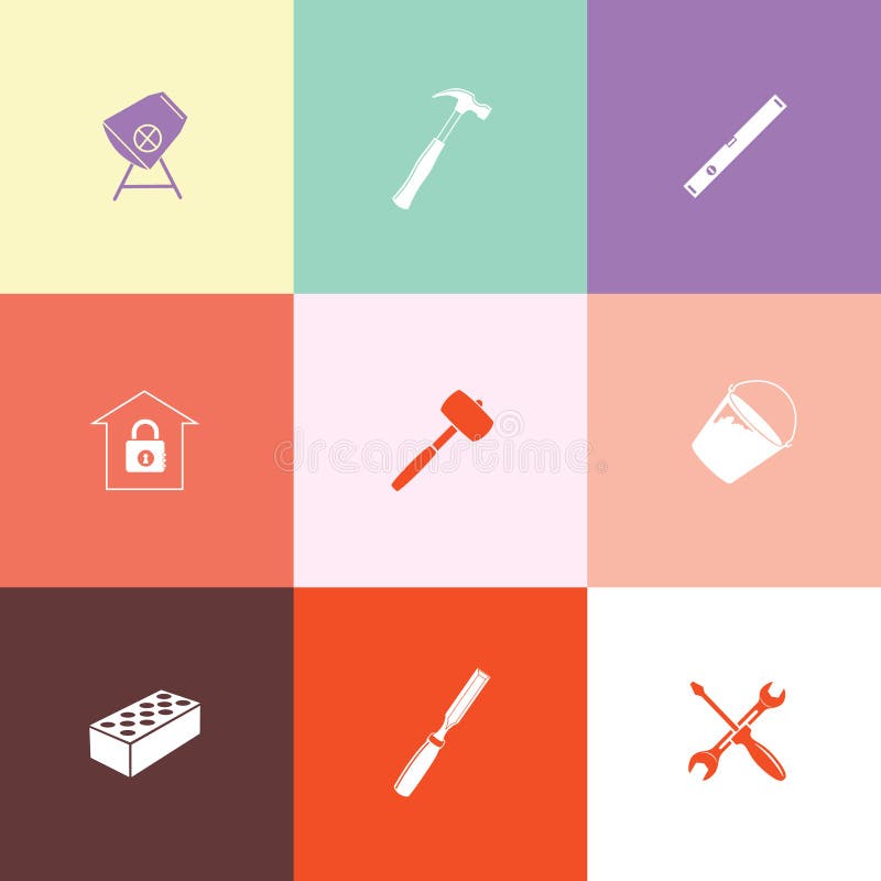 Industrial tools set. stock vector. Illustration of bucket - 46465332