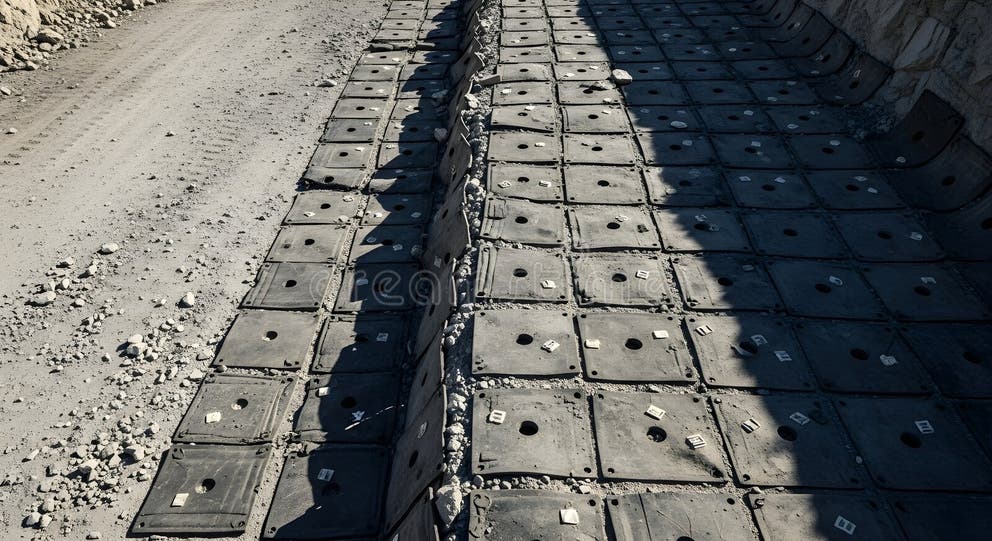 Industrial Rubber Pads in Quarry Setting Stock Illustration ...