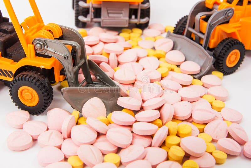 Industrial Tractor Toy Load Pill Stock Photo - Image of antibiotic ...