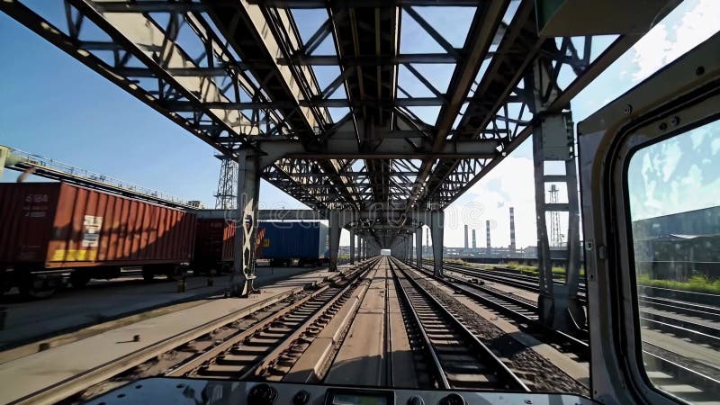 Industrial Train Moving Under Metal Structure Stock Video - Video of ...