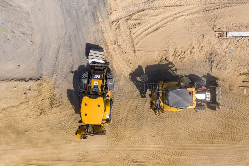 Industrial Truck Loader Excavator Moving Earth and Unloading Editorial ...