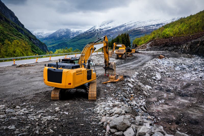 Industrial Truck Loader Excavator Moving Earth and Unloading into a ...