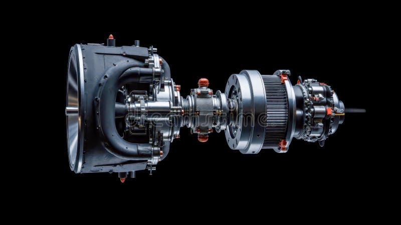 Industrial Turbine Engine Showing Advanced Technology Mechanical Parts ...