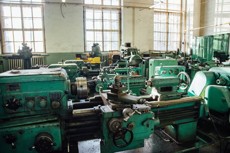 Industrial Turning and Drilling Machine Tools in Old Workshop Stock ...