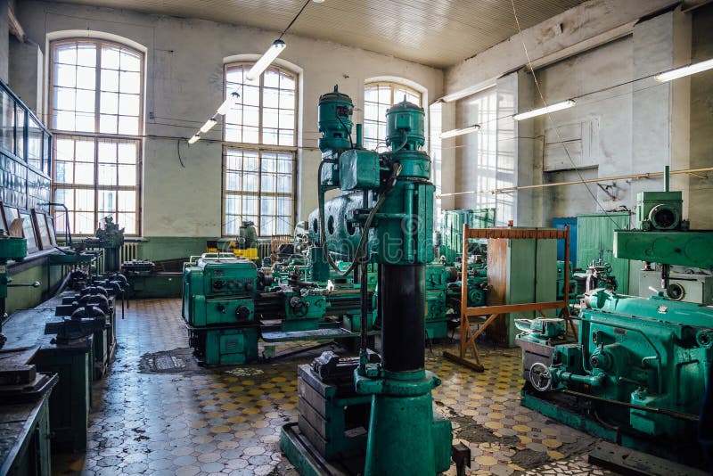 Industrial Turning and Drilling Machine Tools in Old Workshop Stock ...