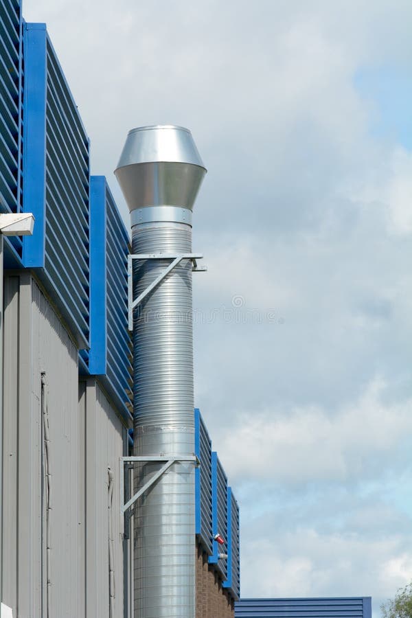 Industrial Unit with Aluminum Chimney Stock Image - Image of business ...
