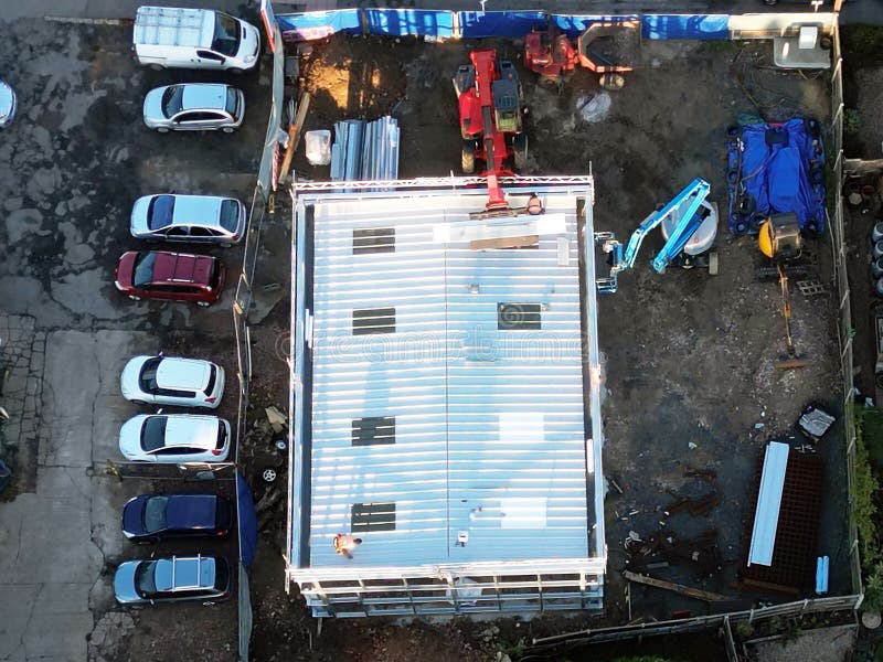 Industrial Unit Roof Under Construction Stock Image - Image of ...