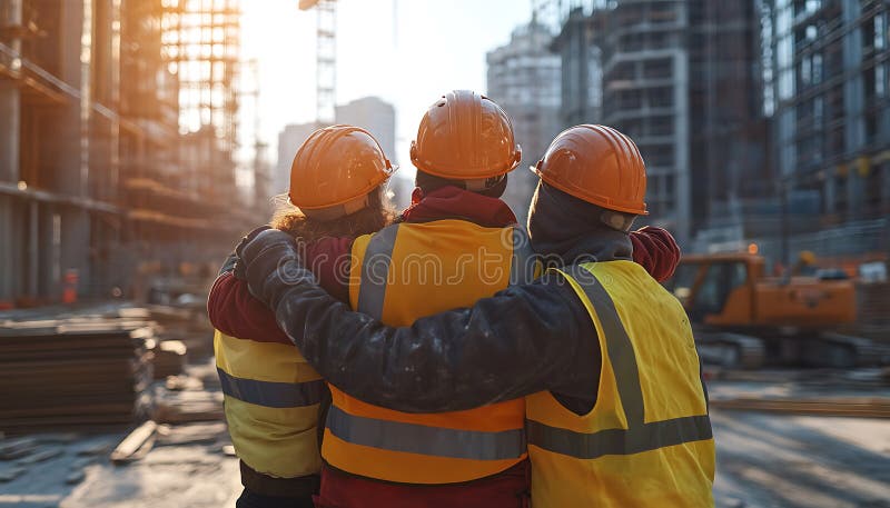 Industrial Unity: Construction Workers in High-Visibility Gear Stock ...
