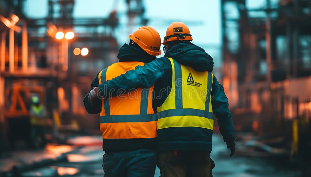 Industrial Unity: Construction Workers in High-Visibility Gear Stock ...