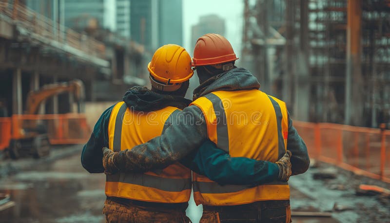 Industrial Unity: Construction Workers in High-Visibility Gear Stock ...