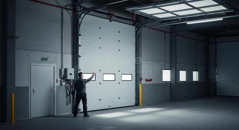 Industrial Up and Over Door Automation: Smart Warehouse Access Control Stock Illustration ...