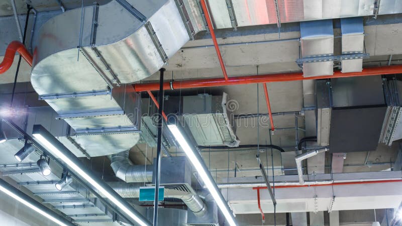 Industrial Utilities Under the Ceiling. Ventilation, Air Conditioning ...