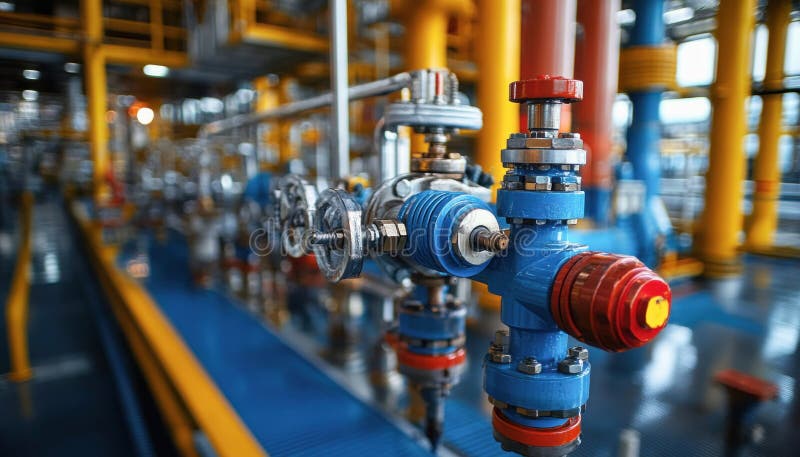 Industrial Valve Controlling Flow in a Pipeline System Stock Photo ...