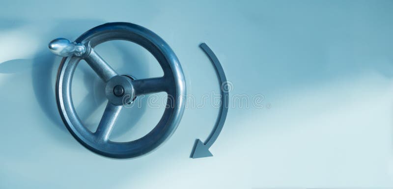 Industrial Valve Handle Against Light Blue Background, Mechanical ...