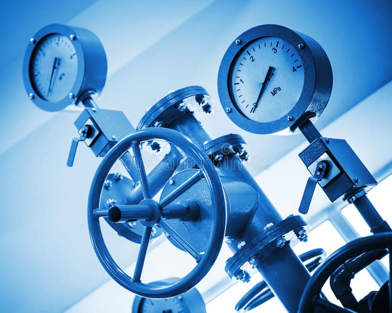 Industrial Valve and Manometers Stock Photo - Image of flap, manometer ...