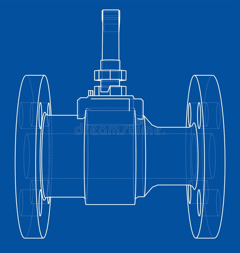 Industrial Valve Outline. Vector Rendering of 3d Stock Vector ...