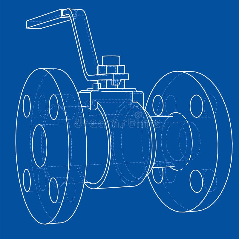 Industrial Valve Outline. Vector Rendering of 3d Stock Vector ...