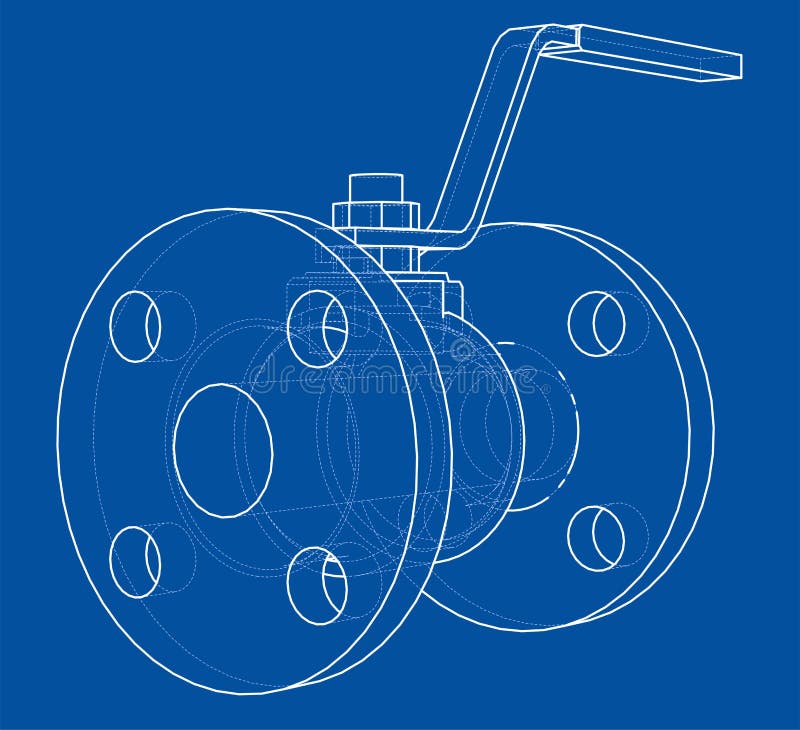 Industrial Valve Outline. Vector Rendering of 3d Stock Vector ...