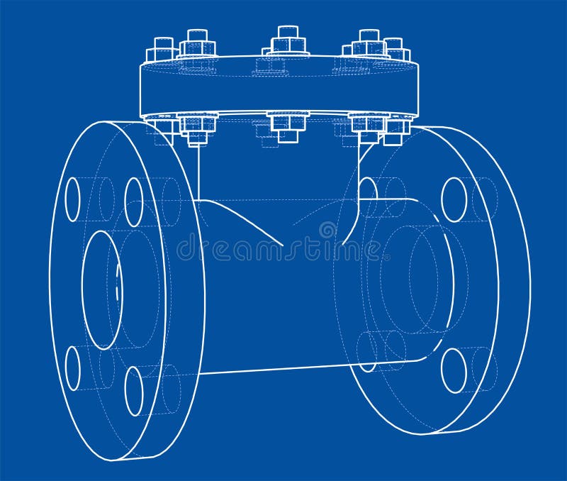Industrial Valve Outline. Vector Rendering of 3d Stock Vector ...
