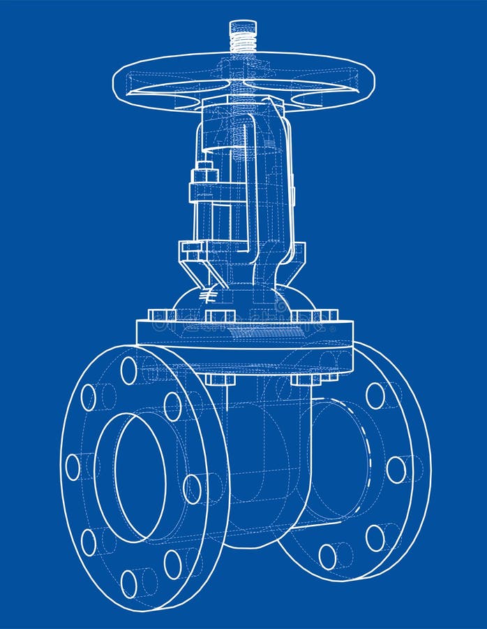 Industrial Valve Outline. Vector Rendering of 3d Stock Vector ...