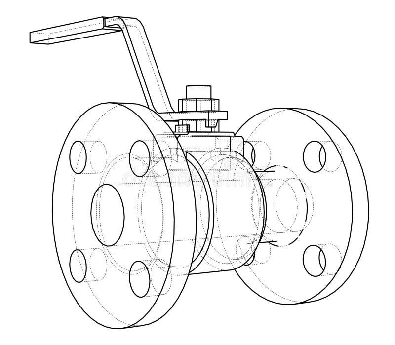 Industrial Valve Outline. Vector Rendering of 3d Stock Vector ...