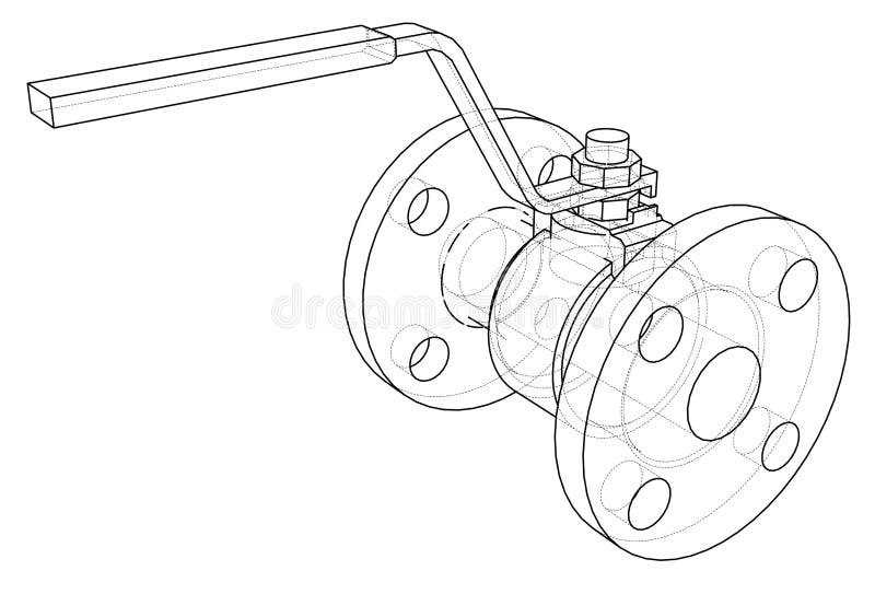 Industrial Valve Outline. Vector Rendering of 3d Stock Vector ...