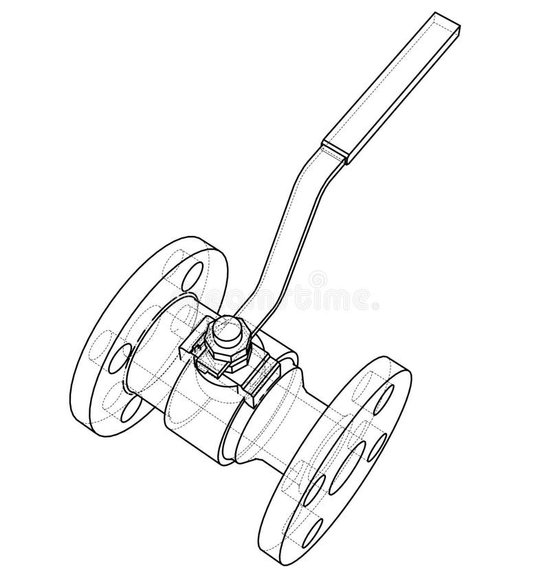 Industrial Valve Outline. Vector Rendering of 3d Stock Vector ...