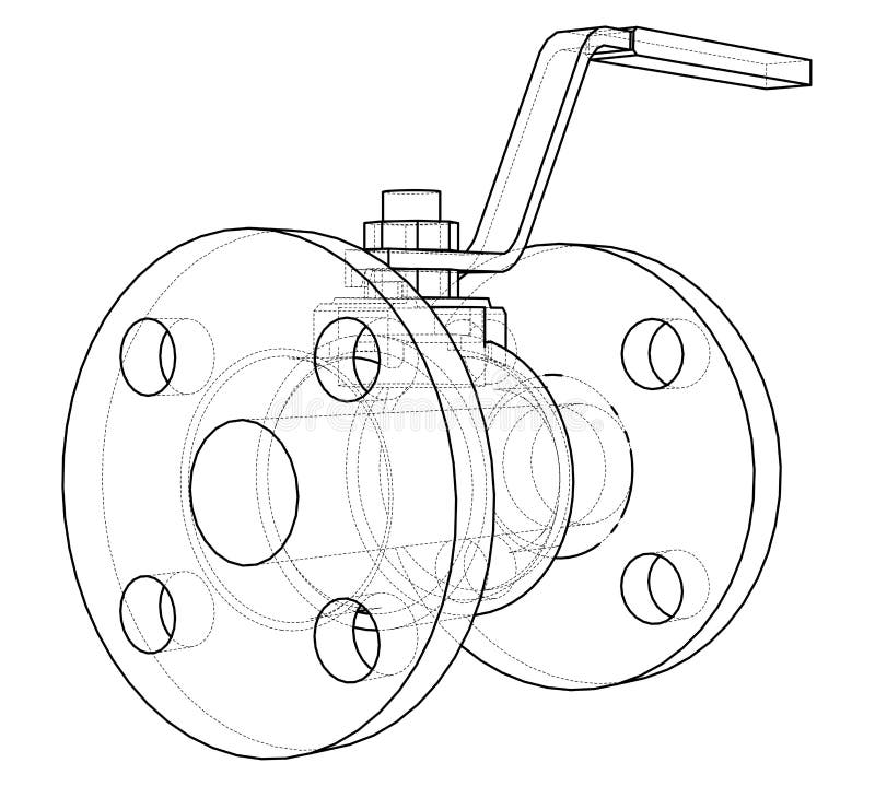 Industrial Valve Outline. Vector Rendering of 3d Stock Vector ...