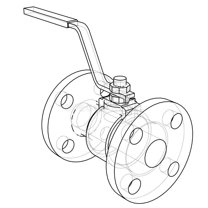 Industrial Valve Outline. Vector Rendering of 3d Stock Vector ...