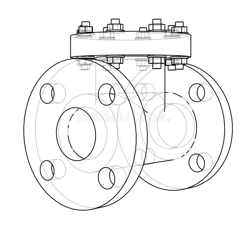 Industrial Valve Outline. Vector Rendering of 3d Stock Vector ...