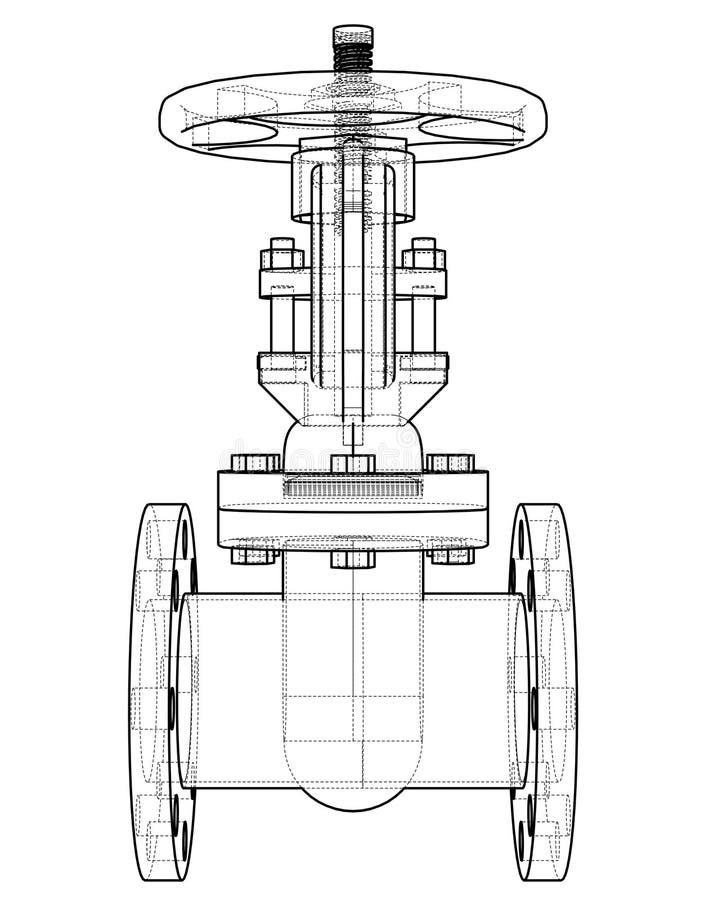 Industrial Valve Outline. Vector Rendering of 3d Stock Vector ...