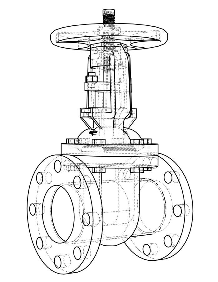Industrial Valve Outline. Vector Rendering of 3d Stock Vector ...