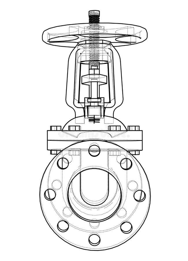 Industrial Valve Outline. Vector Rendering of 3d Stock Vector ...