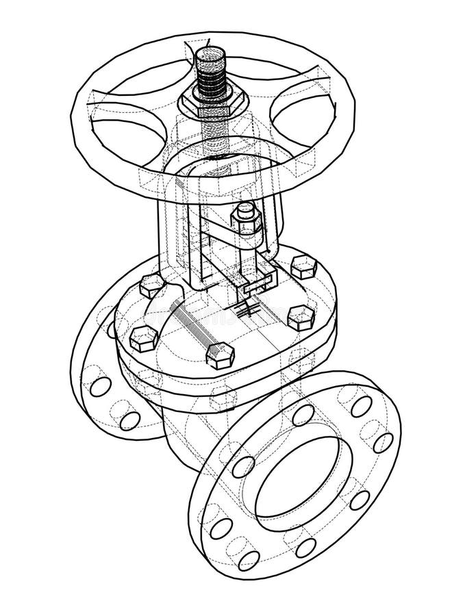 Industrial Valve Outline. Vector Rendering of 3d Stock Vector ...