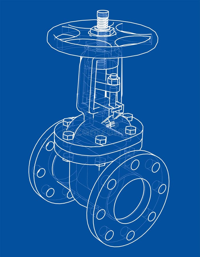 Industrial Valve Outline. Vector Rendering of 3d Stock Vector ...