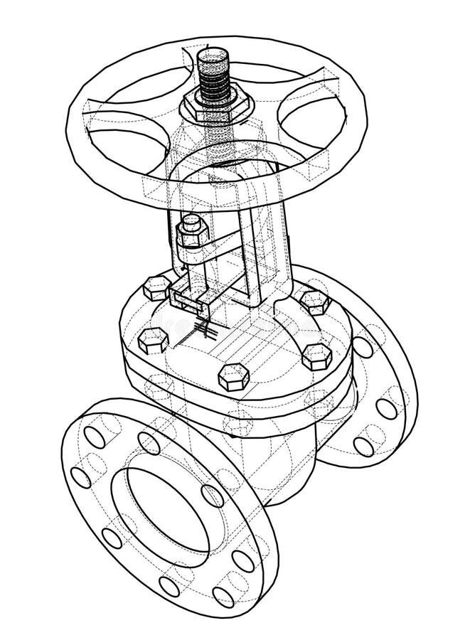 Industrial Valve Outline. Vector Rendering of 3d Stock Vector ...