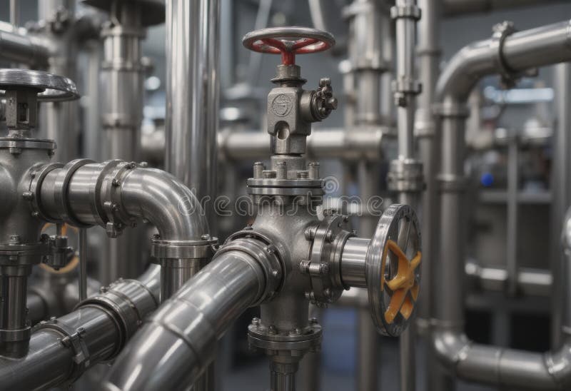 Industrial Valve and Piping System in a Modern Facility Stock Image ...