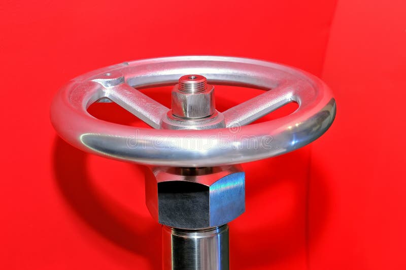 Red Industrial Valve on Pipelines System Stock Image - Image of faucet ...