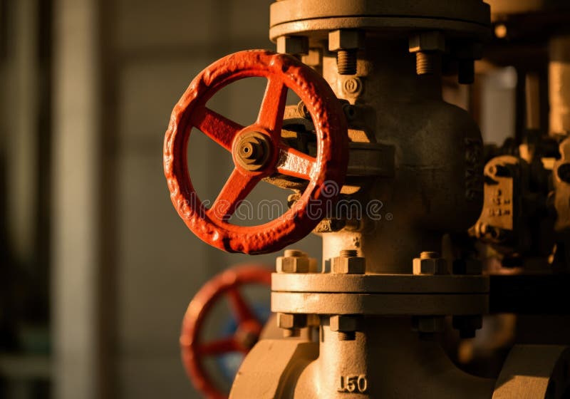 Industrial Valve with a Red Wheel, Symbolizing Control and ...