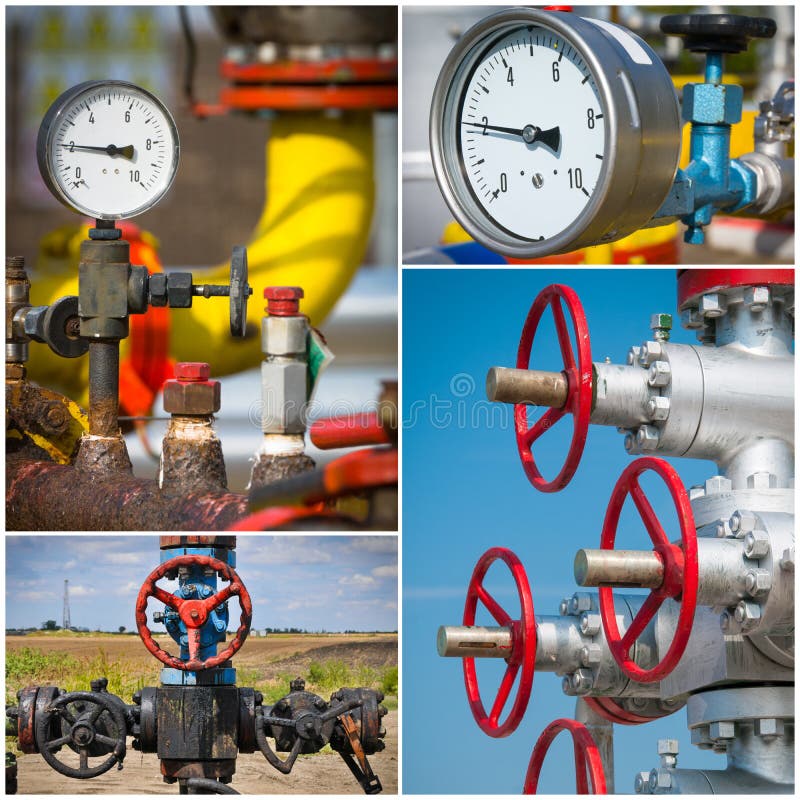 Industrial valves collage stock photo. Image of fuel - 36463686