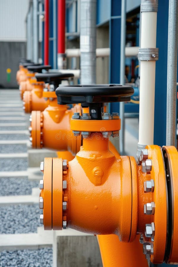 Industrial Valves Controlling Flow in Pipeline System Stock Image ...
